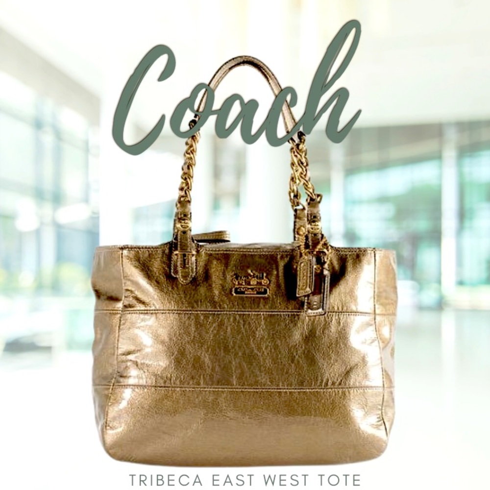 Coach Metallic Gold Tribeca Tote Bag - Gem